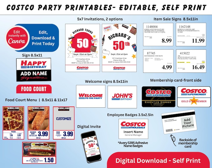 Costco Party Bundle-invitations, Price & Welcome Signs, Membership ...