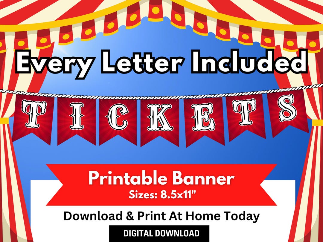 Carnival Theme Printable Banner - Red Circus Alphabet PDF Set- Print at ...