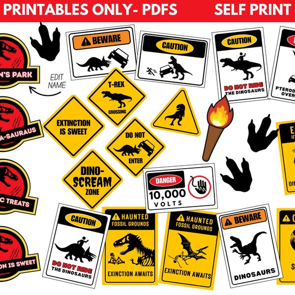 Dinosaur Printable Signs - Etsy