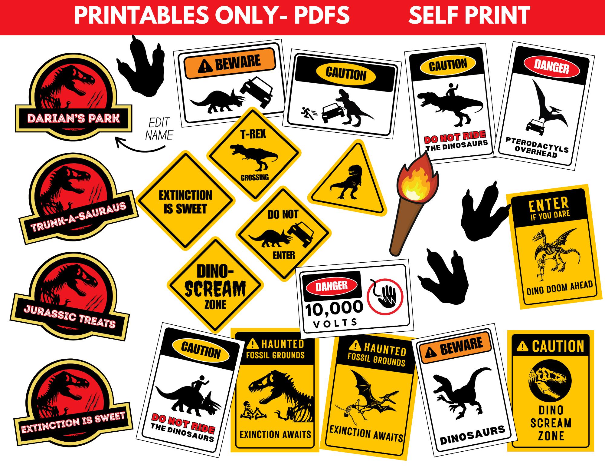 Dinosaur Theme Printable Signs | Download and Print Today | 2 Sizes - Etsy