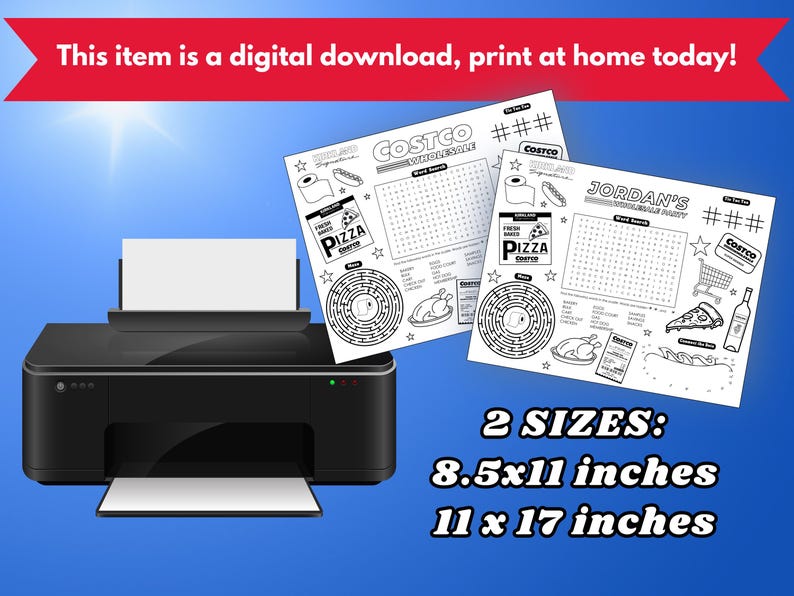Costco Party Activity Sheet | Printable Coloring Page | 8.5x11 + 11x17 ...