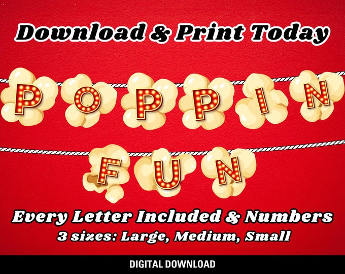 Popcorn Banner / Carnival Garland / Movie Night Banner /carnival ...