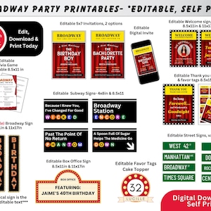 Broadway Party Printable Super Bundle- Editable on Canva- Self Print - Etsy