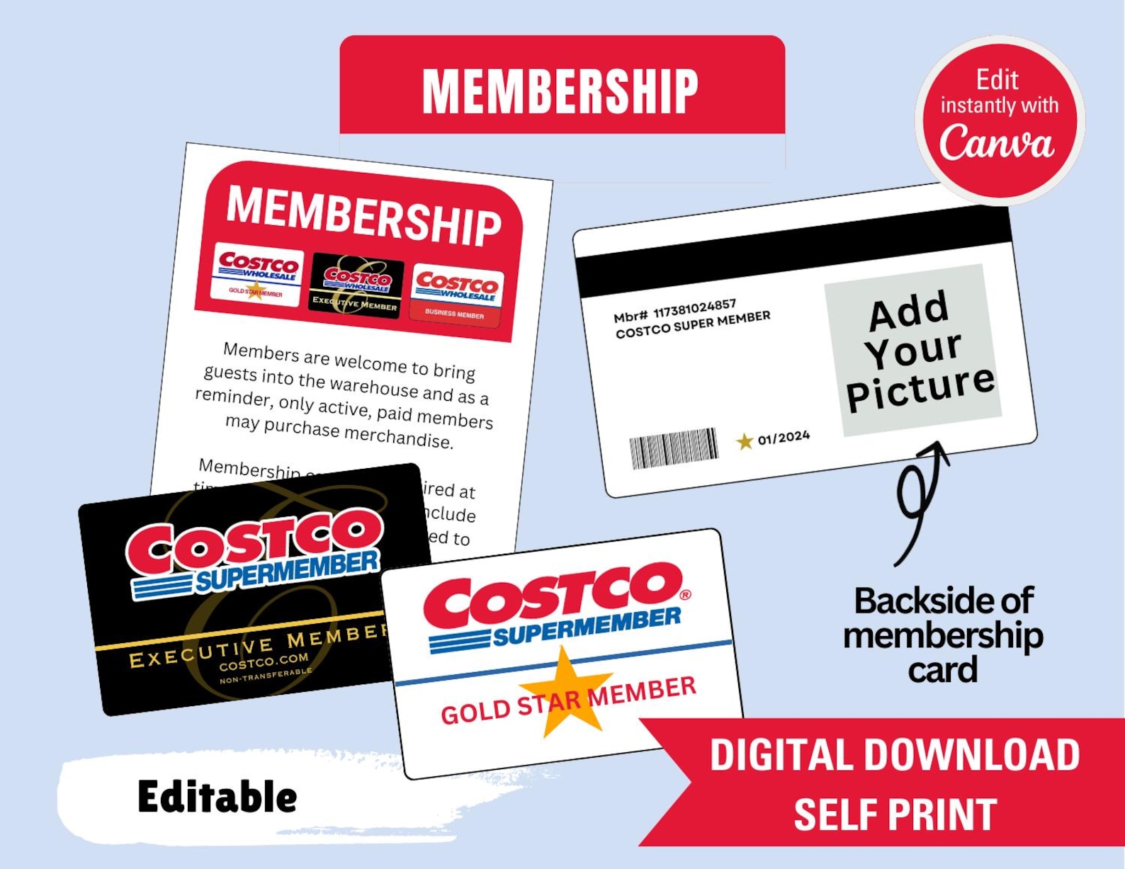 Costco MEGA BUNDLE, Customize, Canva, Invite, Badges, Membership Cards ...