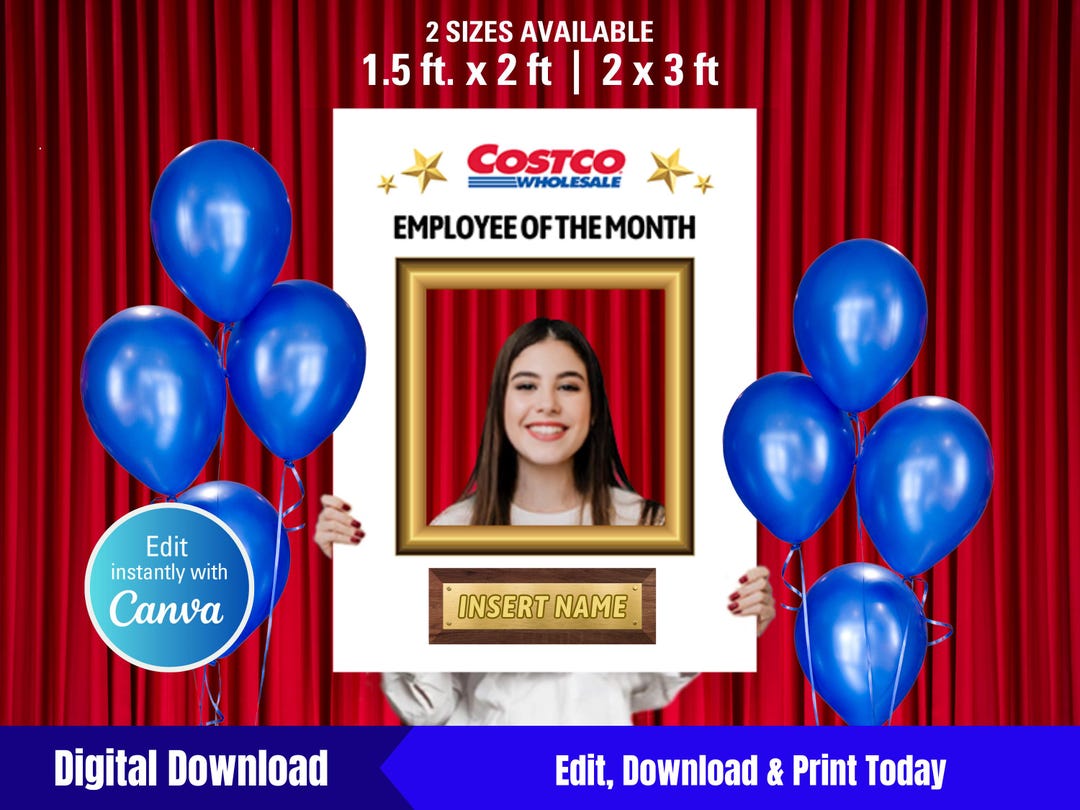 Costco Party Employee of the Month Template (editable) – Extra Large Photo Prop | Self Print ...