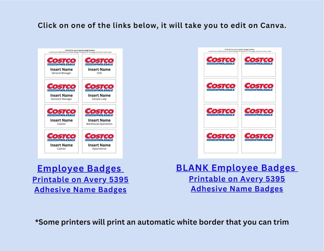 Customizable Costco Name Badge- Printable Template - Etsy