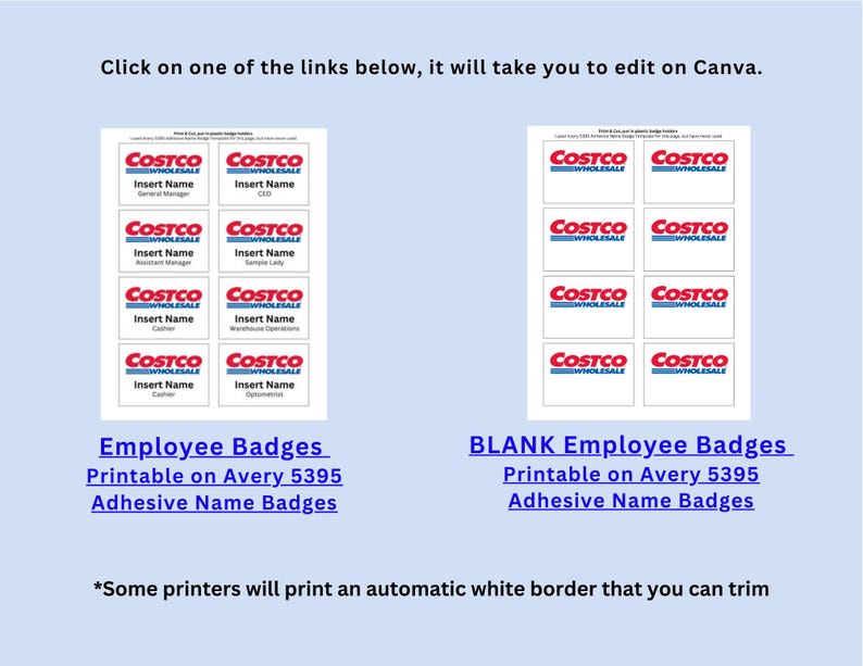 Customizable Costco Name Badge- Printable Template - Etsy