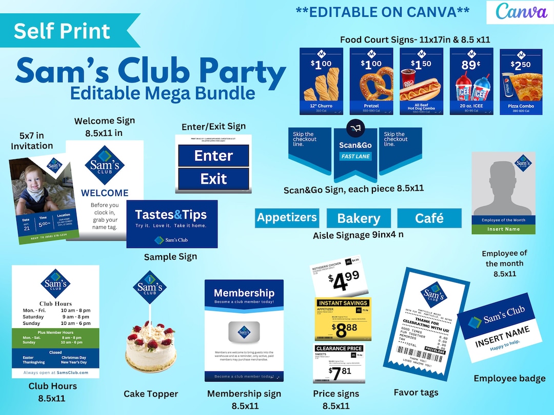 Editable Sam's Club Party- Digital Download- Invites, Price Signs ...