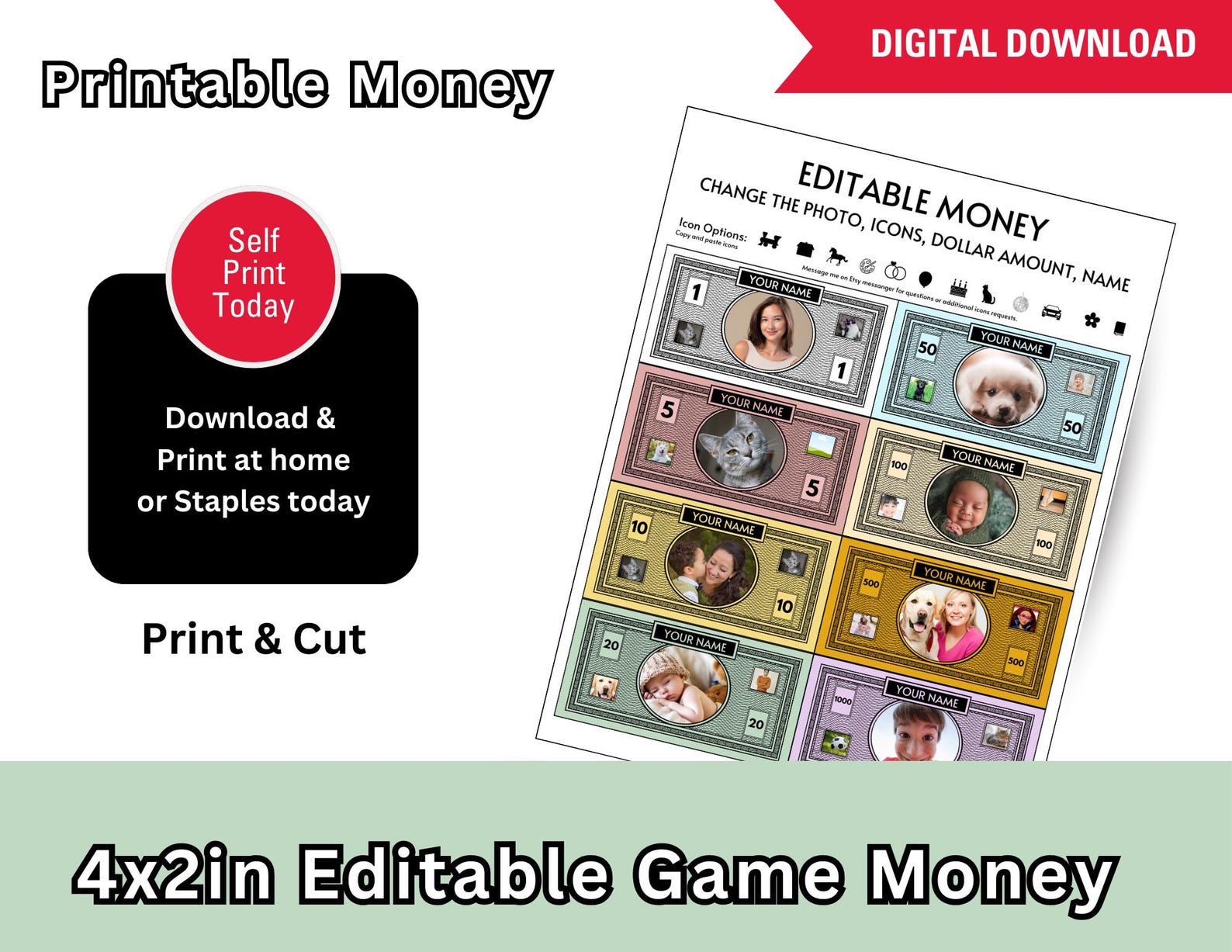 Editable Printable Game Money With Photos | Inspired by Classic ...