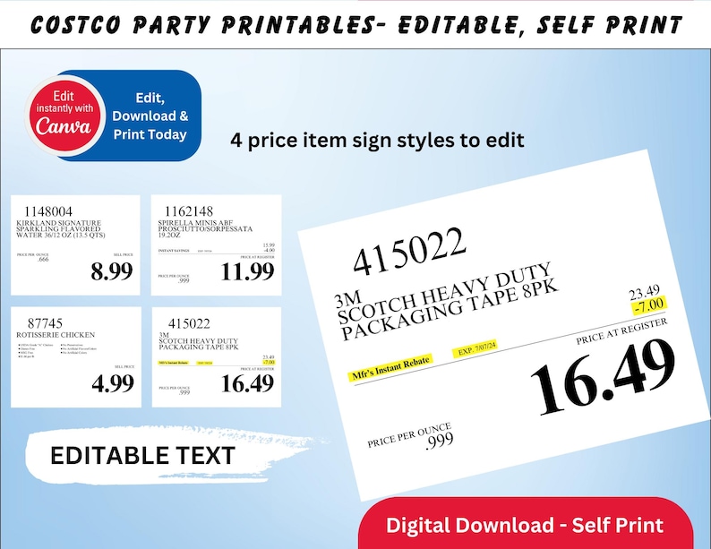 Costco Party Bundle-invitations, Price & Welcome Signs, Membership ...