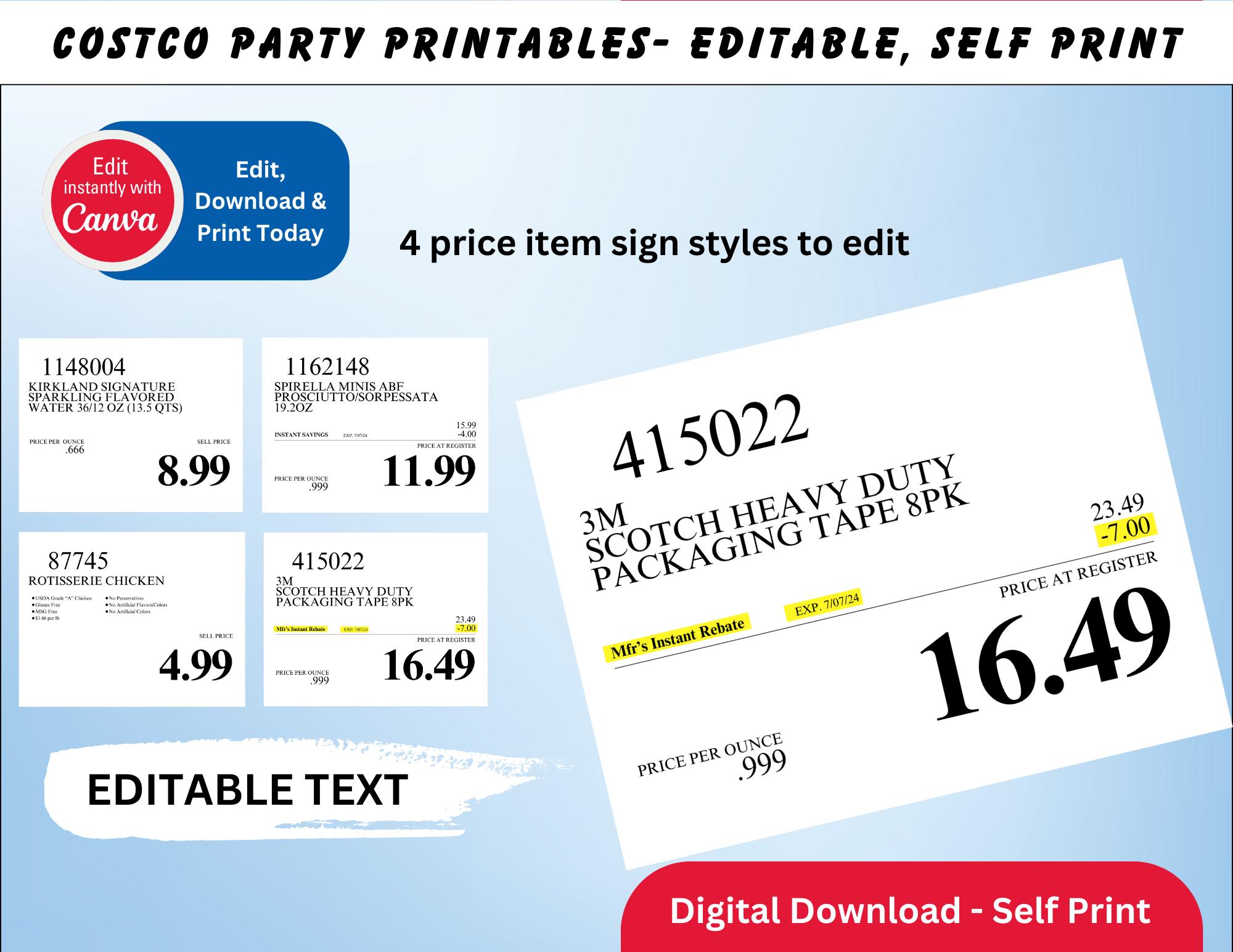 Costco Party Bundle-invitations, Price & Welcome Signs, Membership ...
