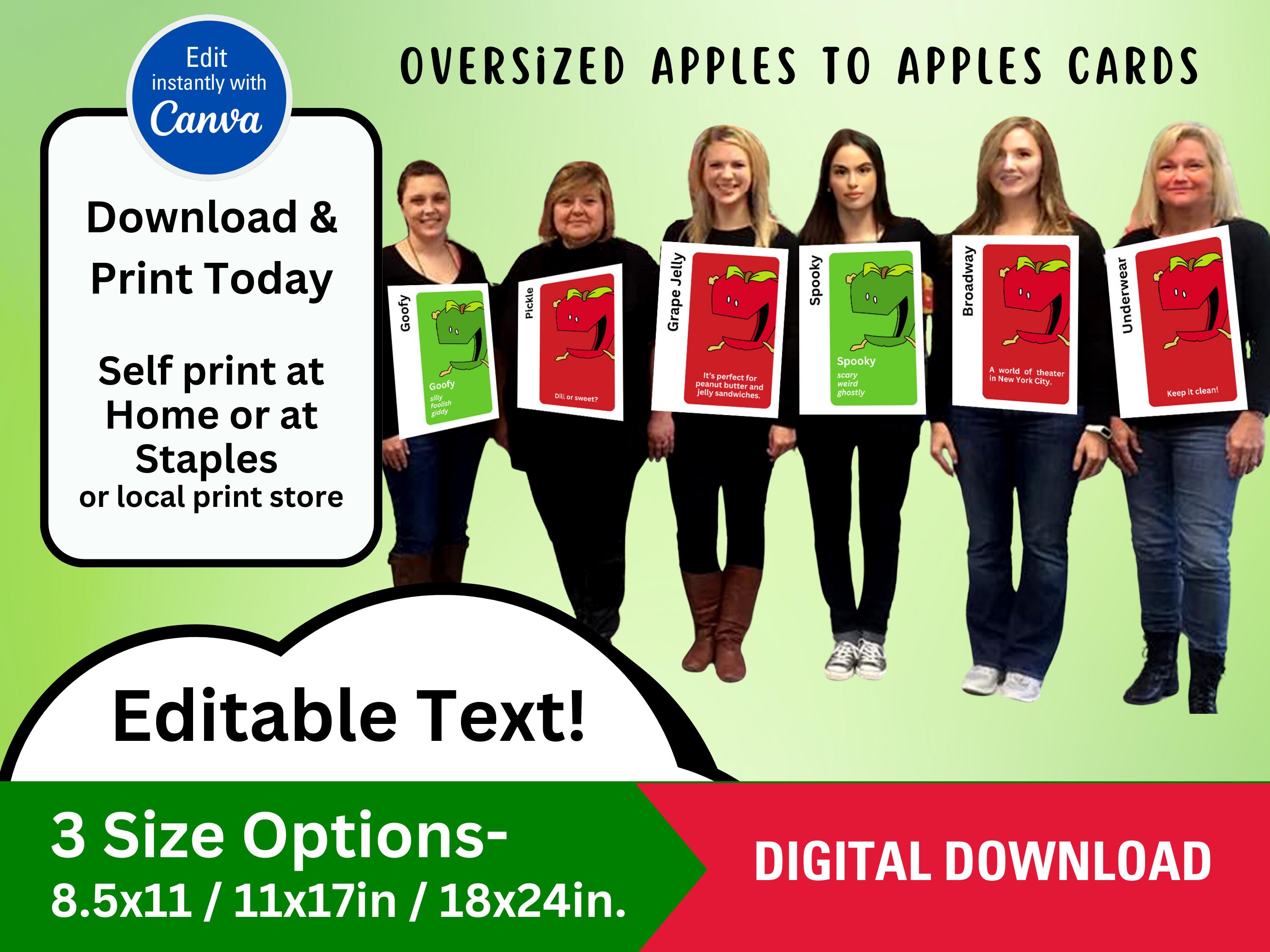 Apples to Apples Printable Cards, Halloween Group or Family Costume ...
