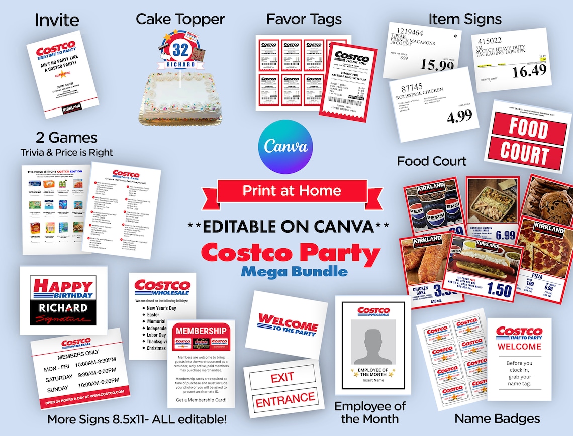 Editable Costco Party on Canva & Print Ready Pdfs 8.5x11in - Etsy Canada