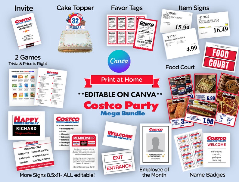 Editable Costco Party on Canva & Print Ready Pdfs 8.5x11in - Etsy Canada