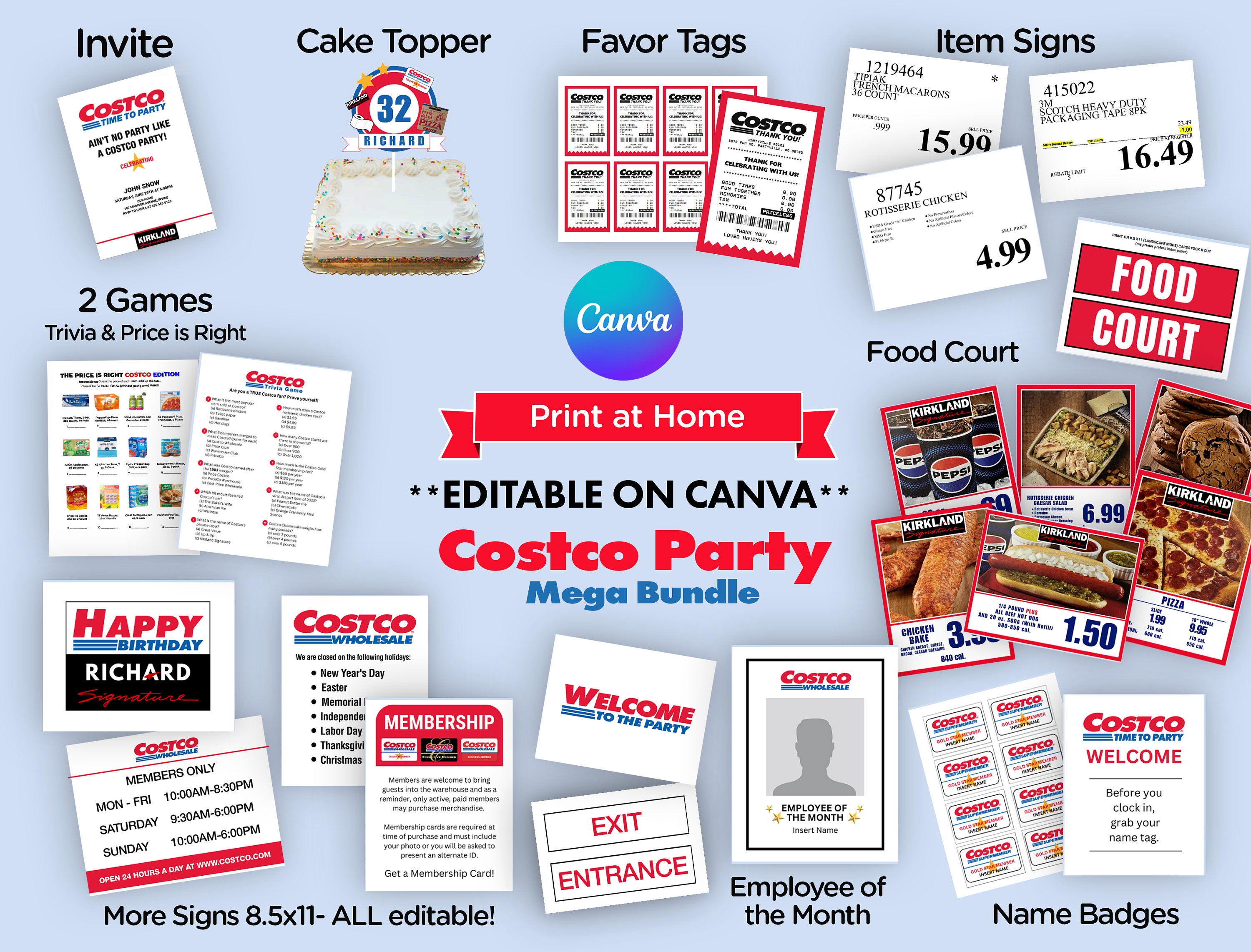 Editable Costco Party on Canva & Print Ready Pdfs 8.5x11in - Etsy Canada