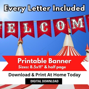 Carnival Theme Printable Banner - Red Circus Alphabet PDF Set- Print at ...