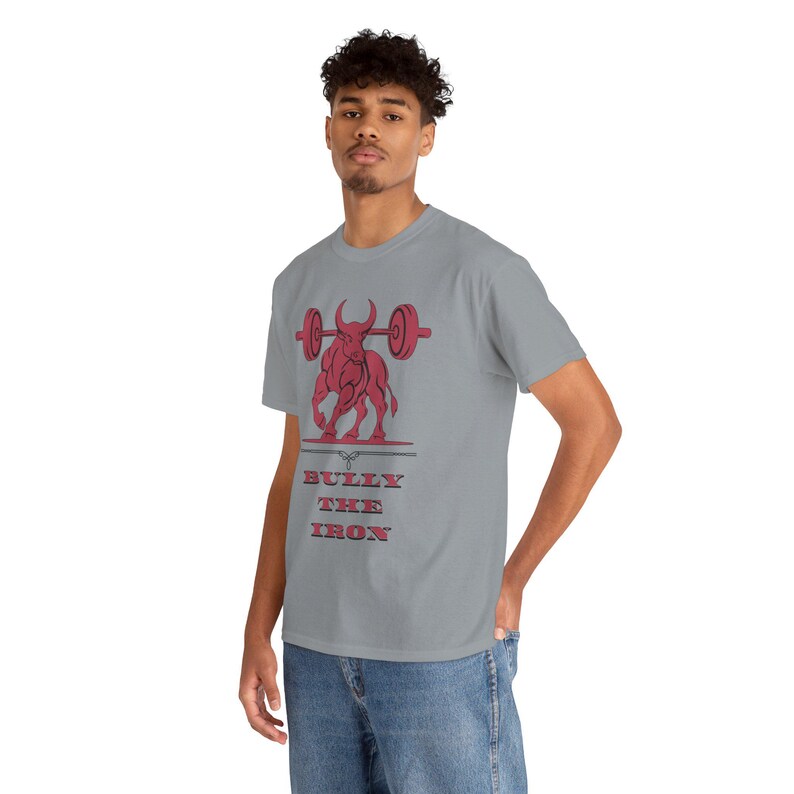 Bully the Iron Tee, Weightlifting Bull Graphic Shirt, Gym Workout Top ...
