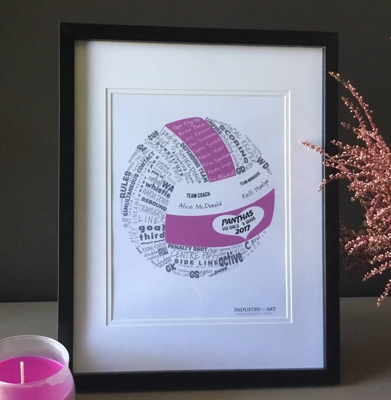 Netball Custom Coach's Gift Typographic Netball Print | Etsy Australia
