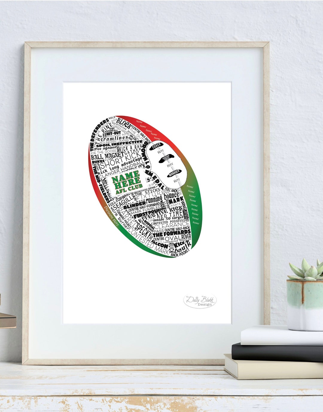 AFL Custom Coach's Gift -typographic AFL Ball - Etsy Australia