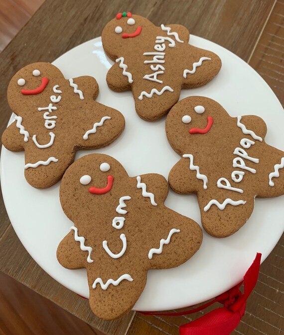 4 Gingerbread Man Cookies With Names and Custom Decorations | Etsy