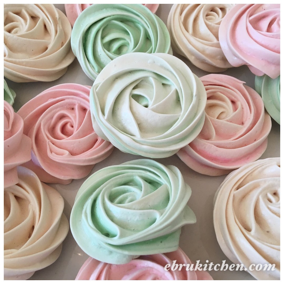 Meringue Cookies Cookies - 24 Large Rose Meringue With Free Fast ...