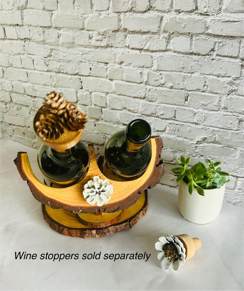 Rustic Wood Wine Rack With Pinecone Flower - Customizable Handmade ...