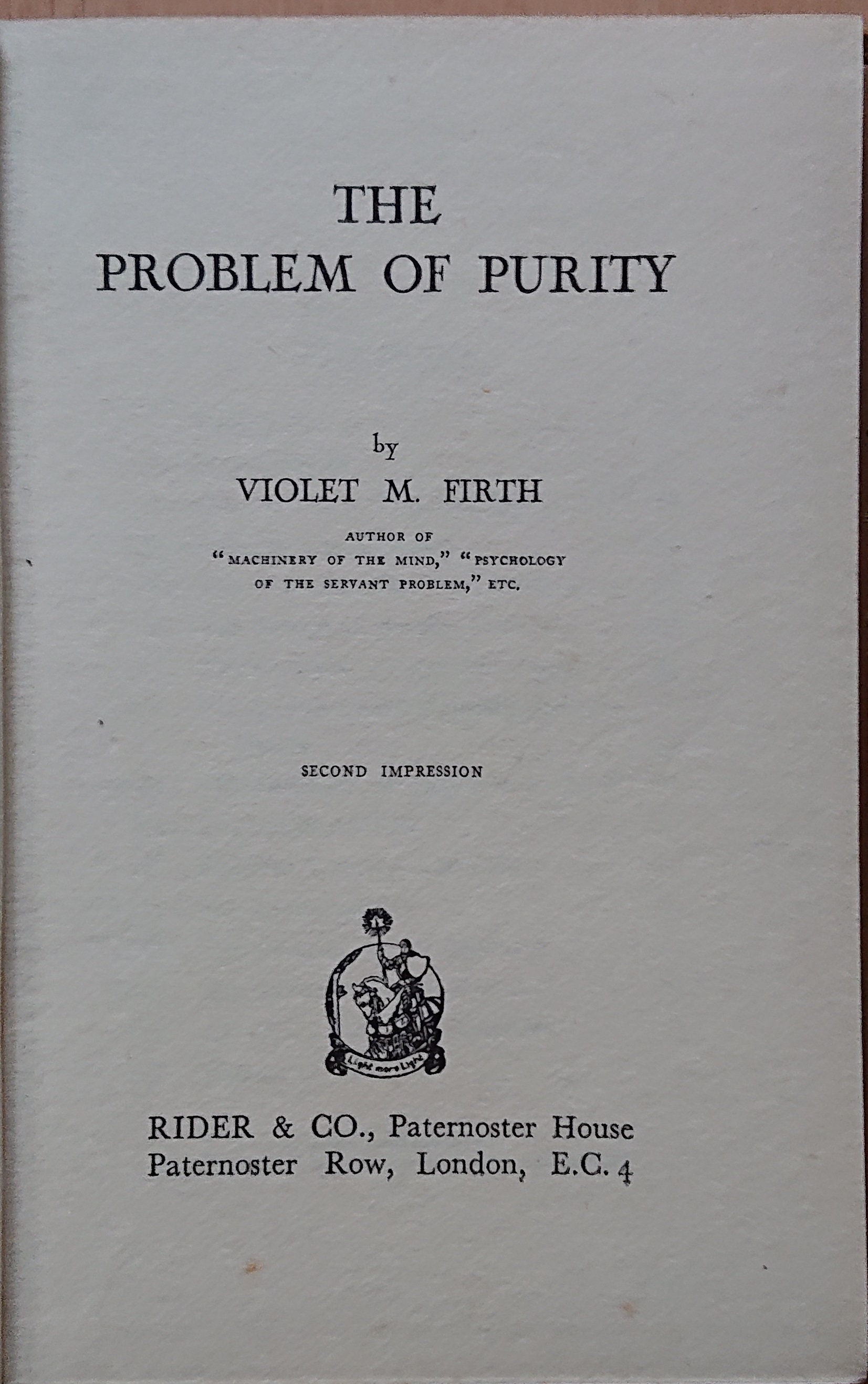 The Problem of Purity Fortune Dion Violet Firth Ca. 1928 - Etsy