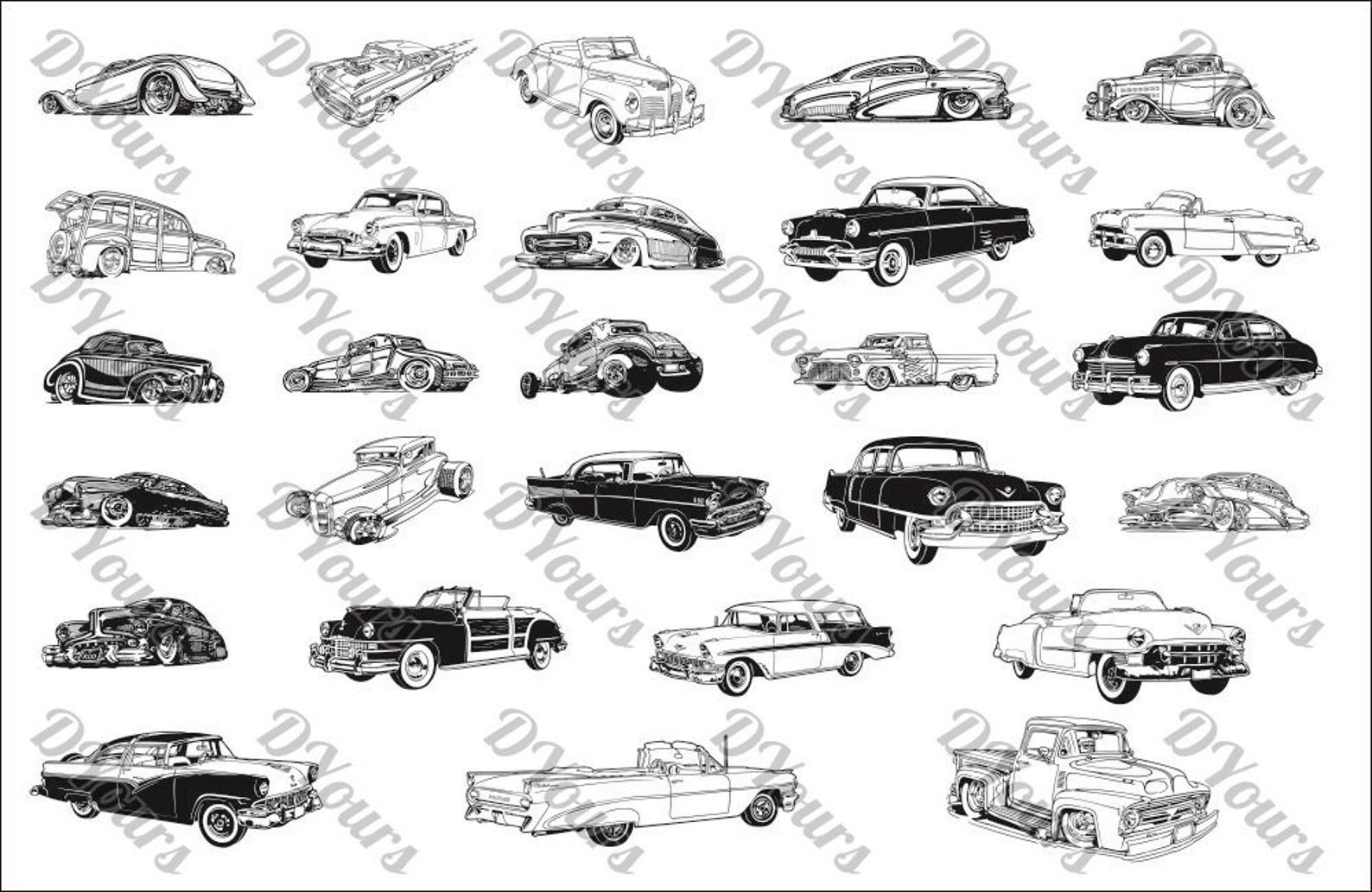 Retro Cars - 27 Vintage Vector Models - Svg Cdr Ai Pdf Jpg Files ...