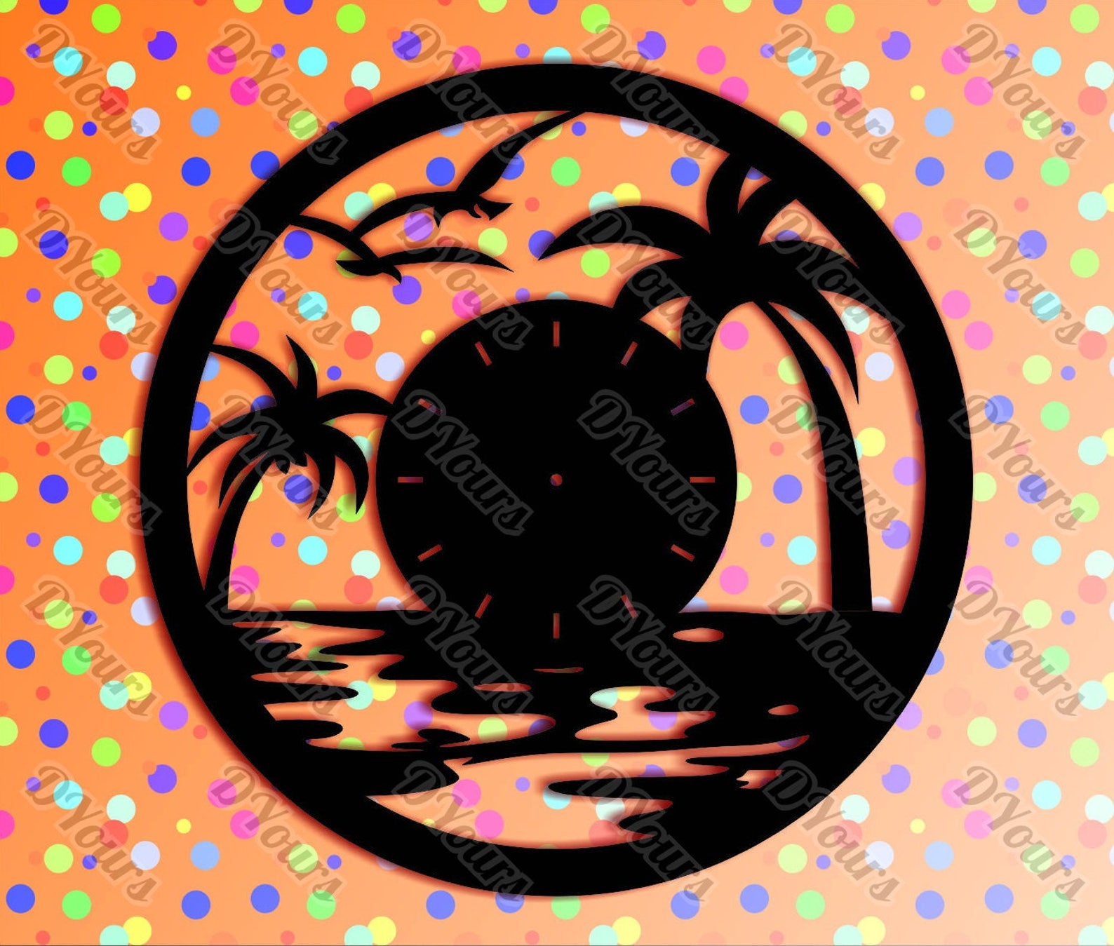 Tropical Beach Clock Plans - Svg Cdr Dxf Pdf Files - Files for Laser ...