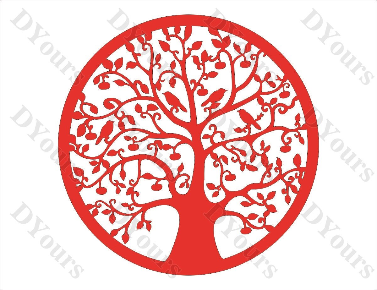 Large Round Tree of Life With Birds Wall Art svg Eps Cdr Pdf | Etsy