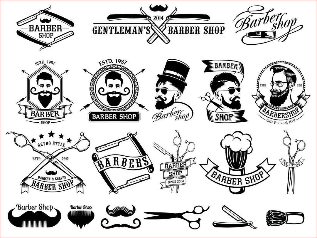 Barber Shop Vector Collection Beard Moustache Razor - Svg Cdr Ai Pdf ...
