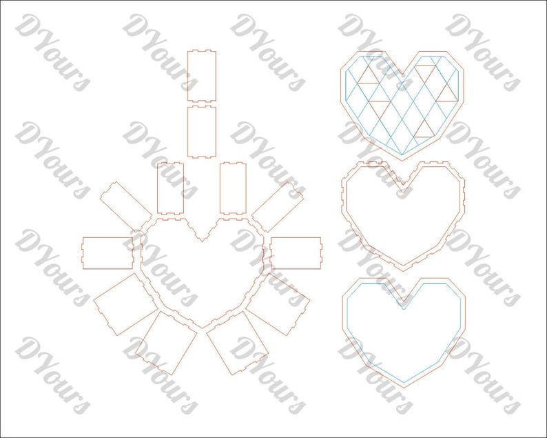 Geometric Heart Shaped Gift Box Plans for CNC Router Laser - Etsy