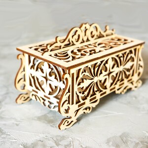 Ornamented Fine Art Jewelry Box Plans for Laser CNC Cutting Wooden Gift ...