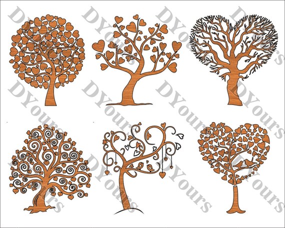 Heart Shaped Trees Hearted Hearts Wall Art Vector Model | Etsy