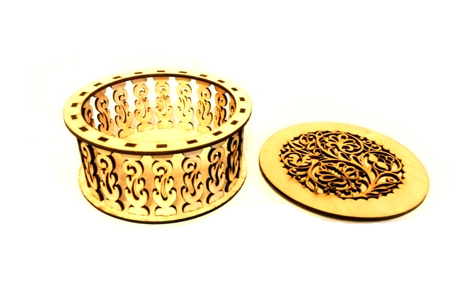 Round Box Plans for Laser CNC Cutting Wooden Gift Box Plywood | Etsy