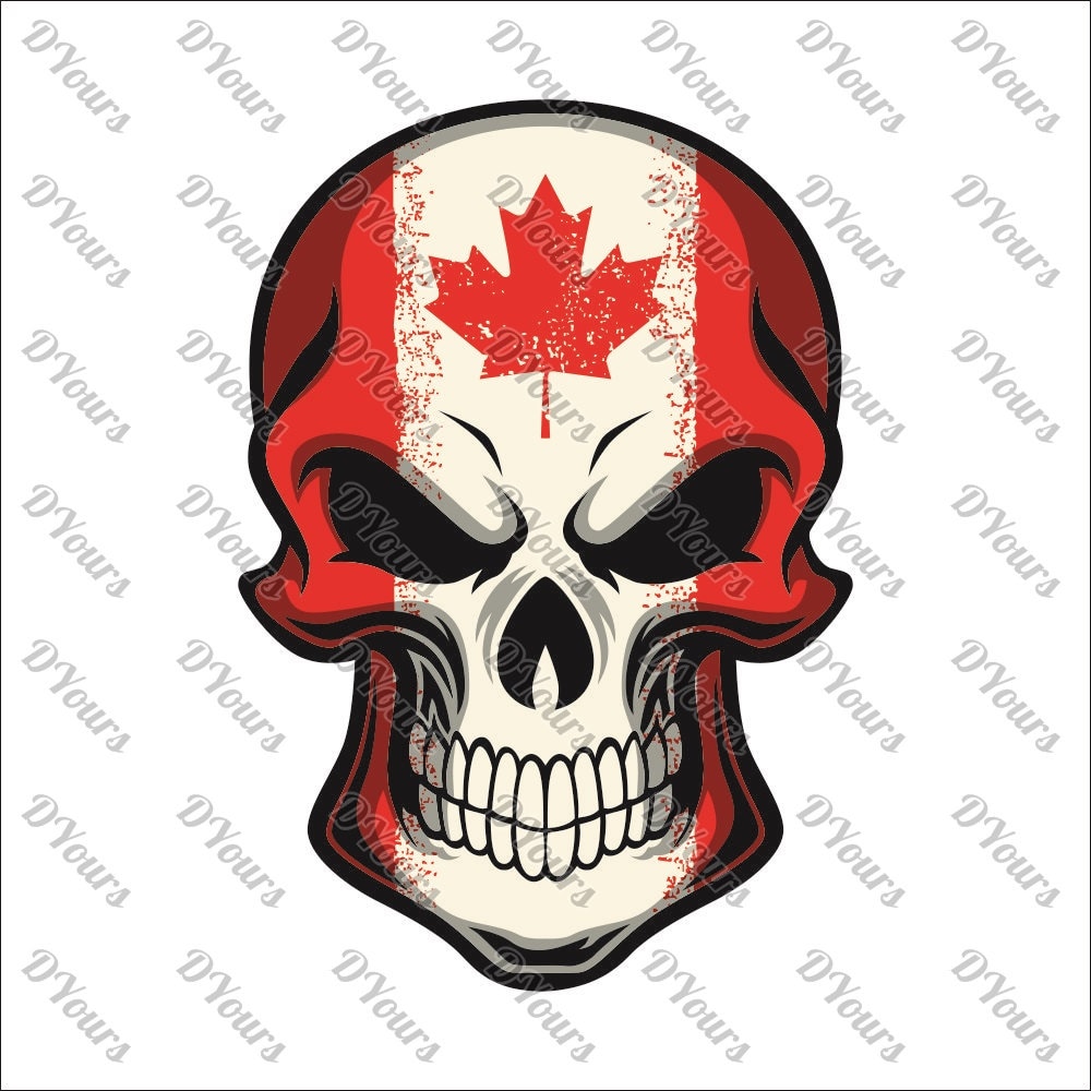 Skull Painted as Flag of Canada Canadian Flag Colors svg cdr | Etsy