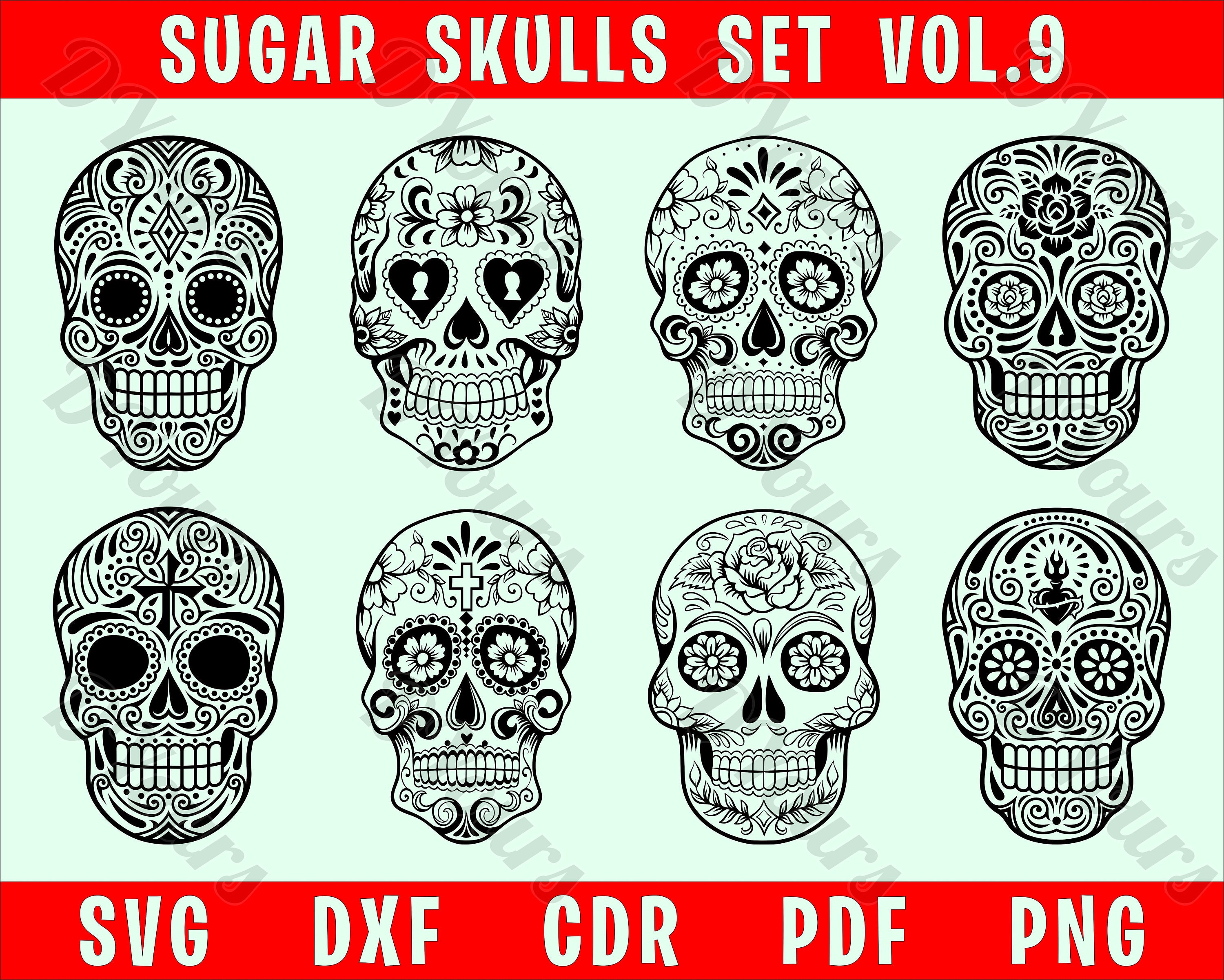Sugar Skulls Pt.9 | Candy Skull Mask Design Outline Mexican Day of the ...