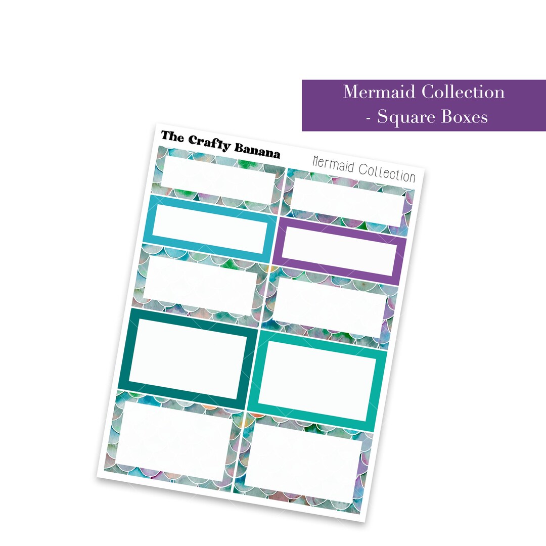 Decorative Square Box Functional Planner Stickers, Quarter Box Planner ...