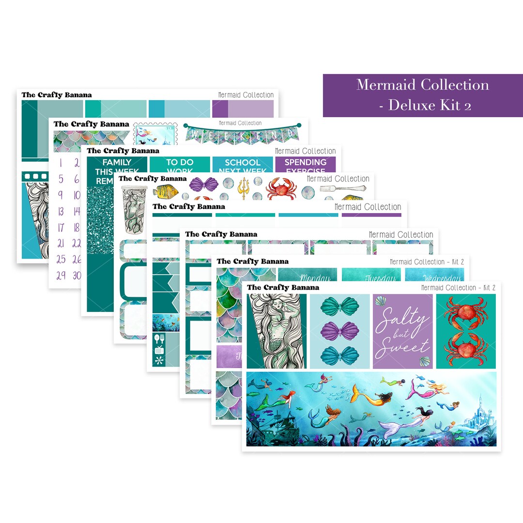 Siren Planner Sticker Kit, Under the Sea Planner Sticker Kit, Mermaid ...