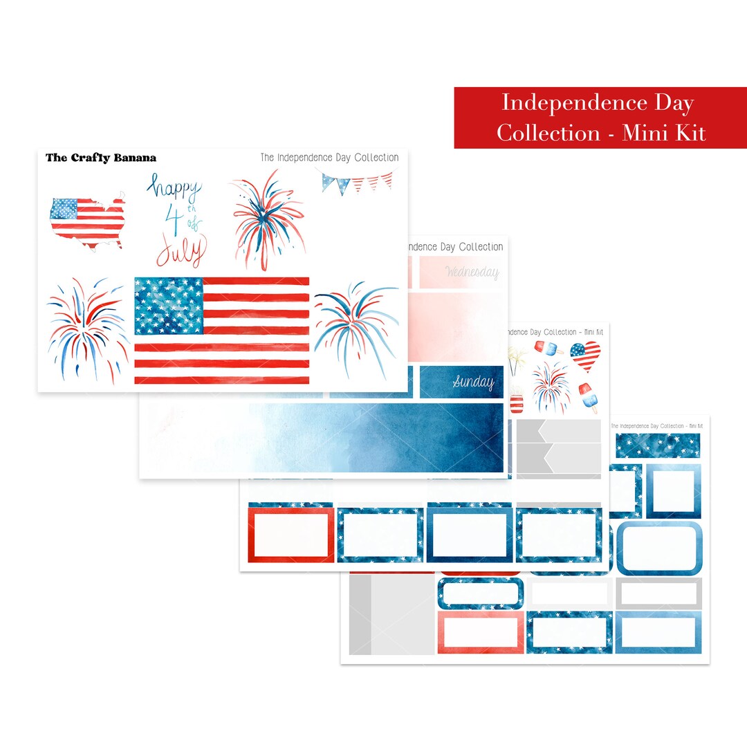 Patriotic Planner Sticker Kit, 4th of July Weekly Sticker Kit ...