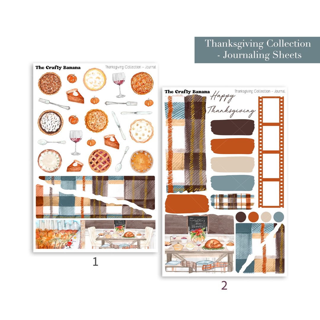 Thanksgiving Journaling Sticker Sheets, Thanksgiving Journaling Planner ...