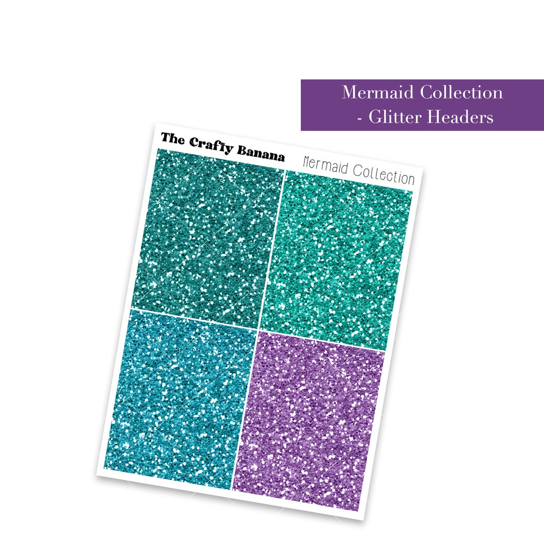 Mermaid Glitter Header Planner Stickers, Header Stickers, Planner ...