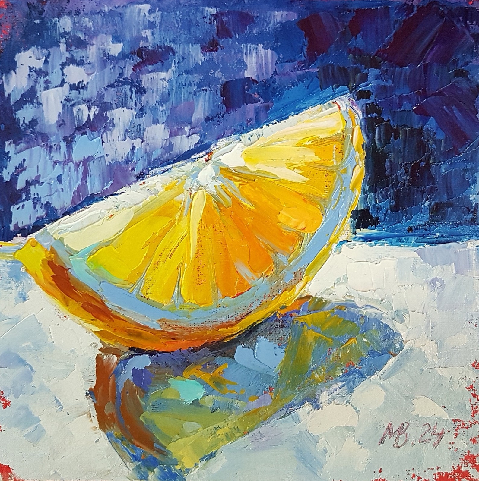 Lemon Fruit Painting Lemon Still Life Original Oil Painting Abstract ...