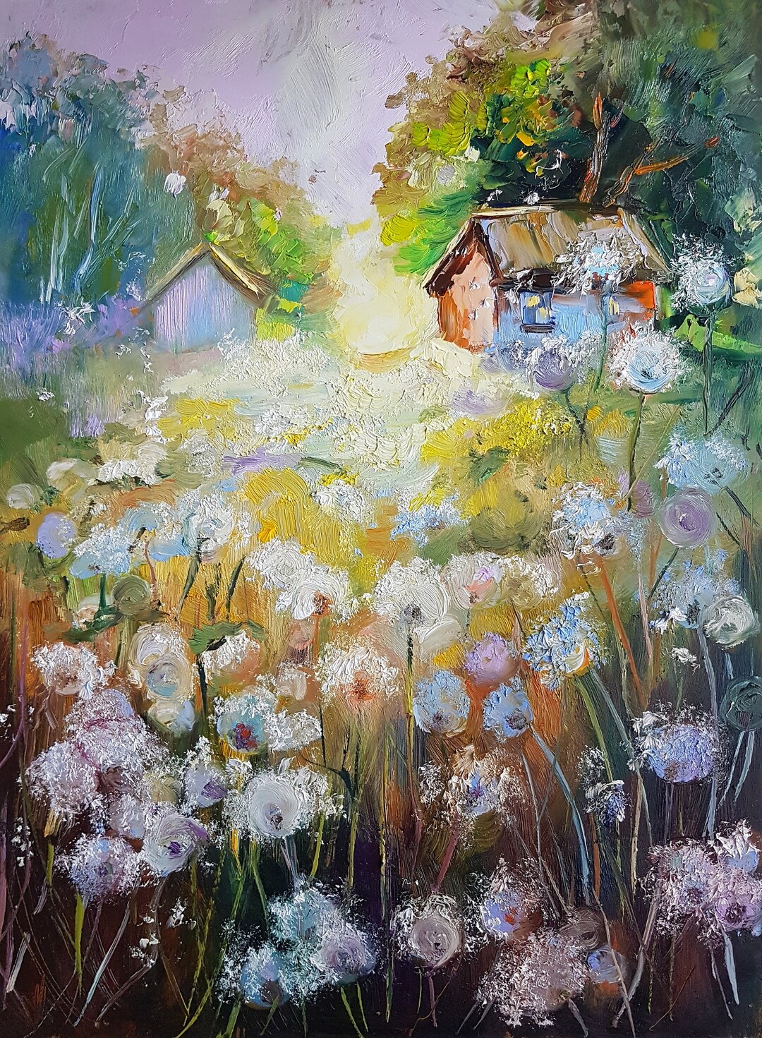 Dandelion Field Wall Art Flower Painting Floral Art Mothers - Etsy