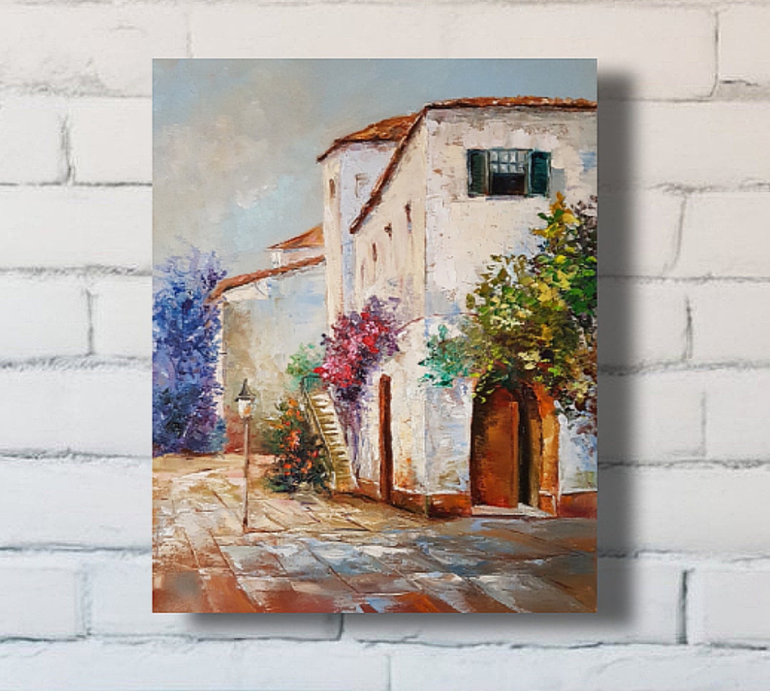 Spanish Town Painting Marbella Old Town Original Oil Artwork Spain ...