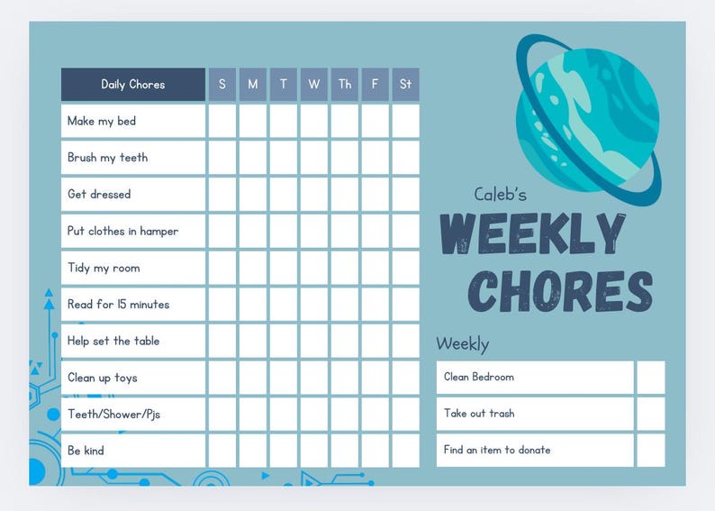 Chore Chart Canva Template - Etsy