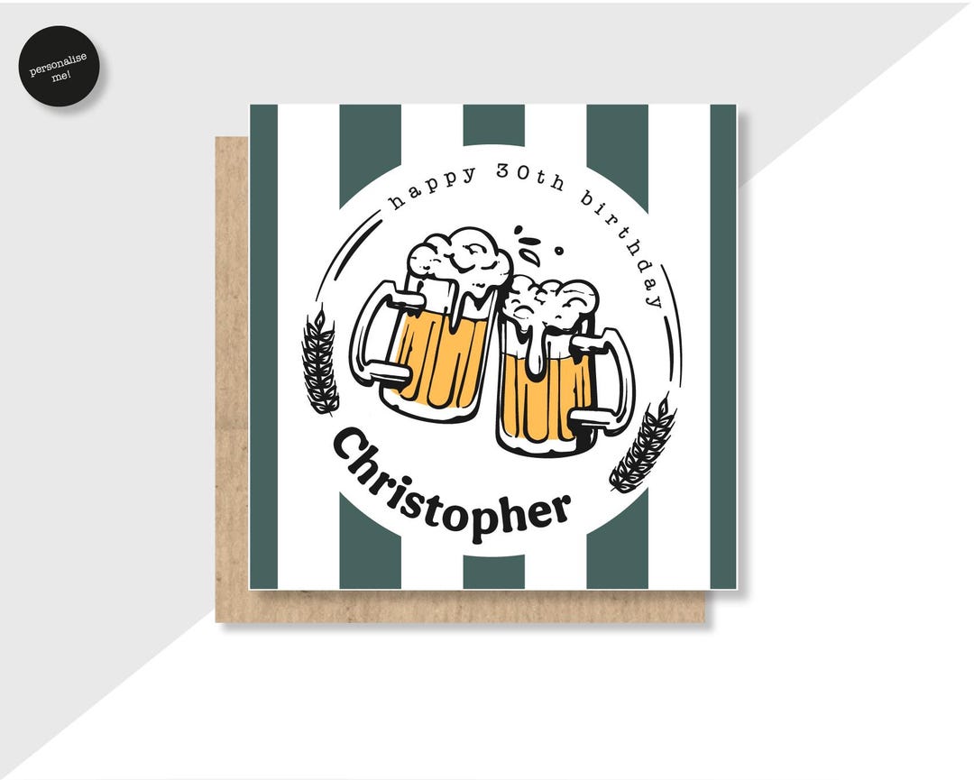 Personalized Beer Birthday Card – Custom Age, Men's Design - Etsy