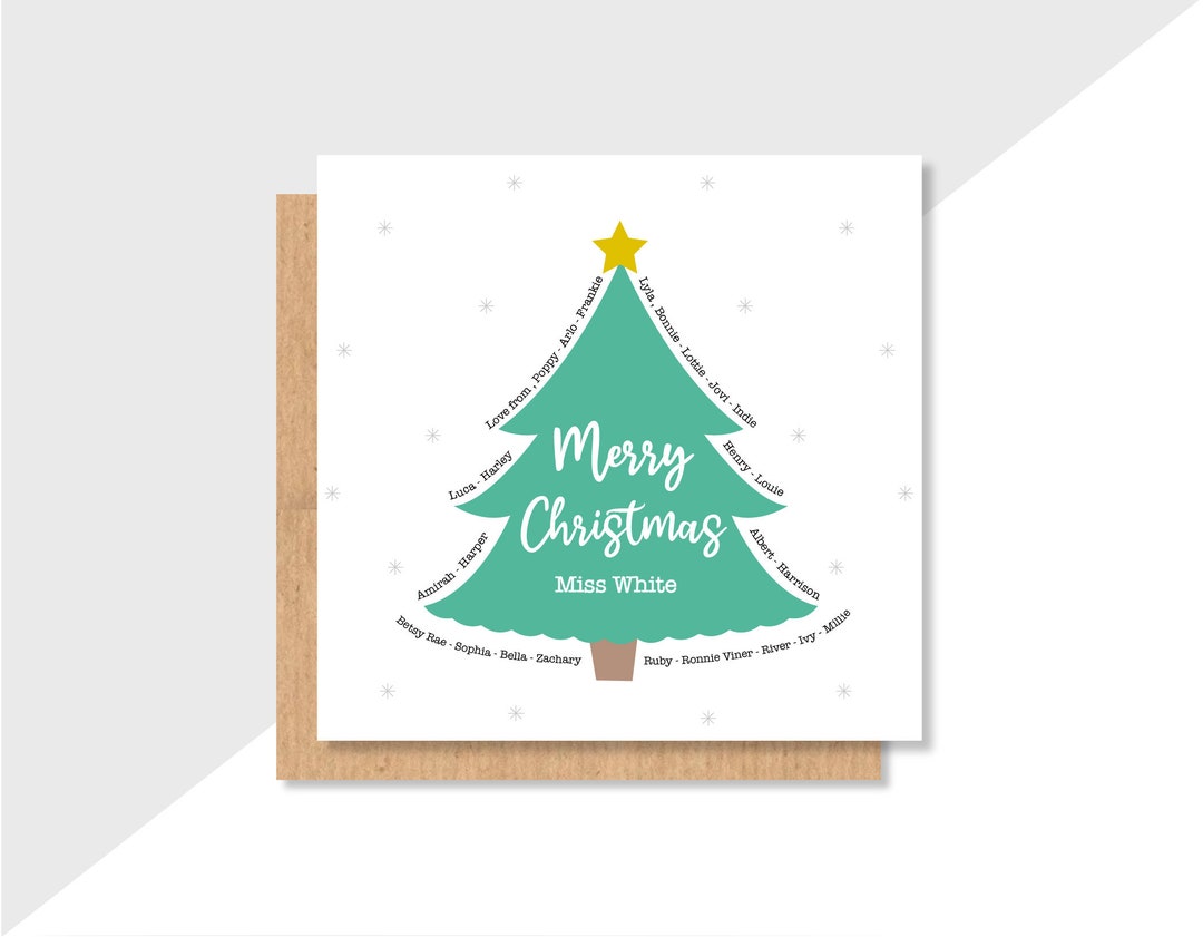 Personalised Teacher Class Christmas Card, School Christmas Card, Group ...