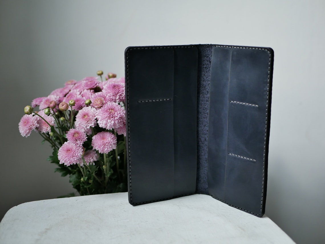 Personalized Leather Travel Wallet, Leather Long Wallet, Passport ...