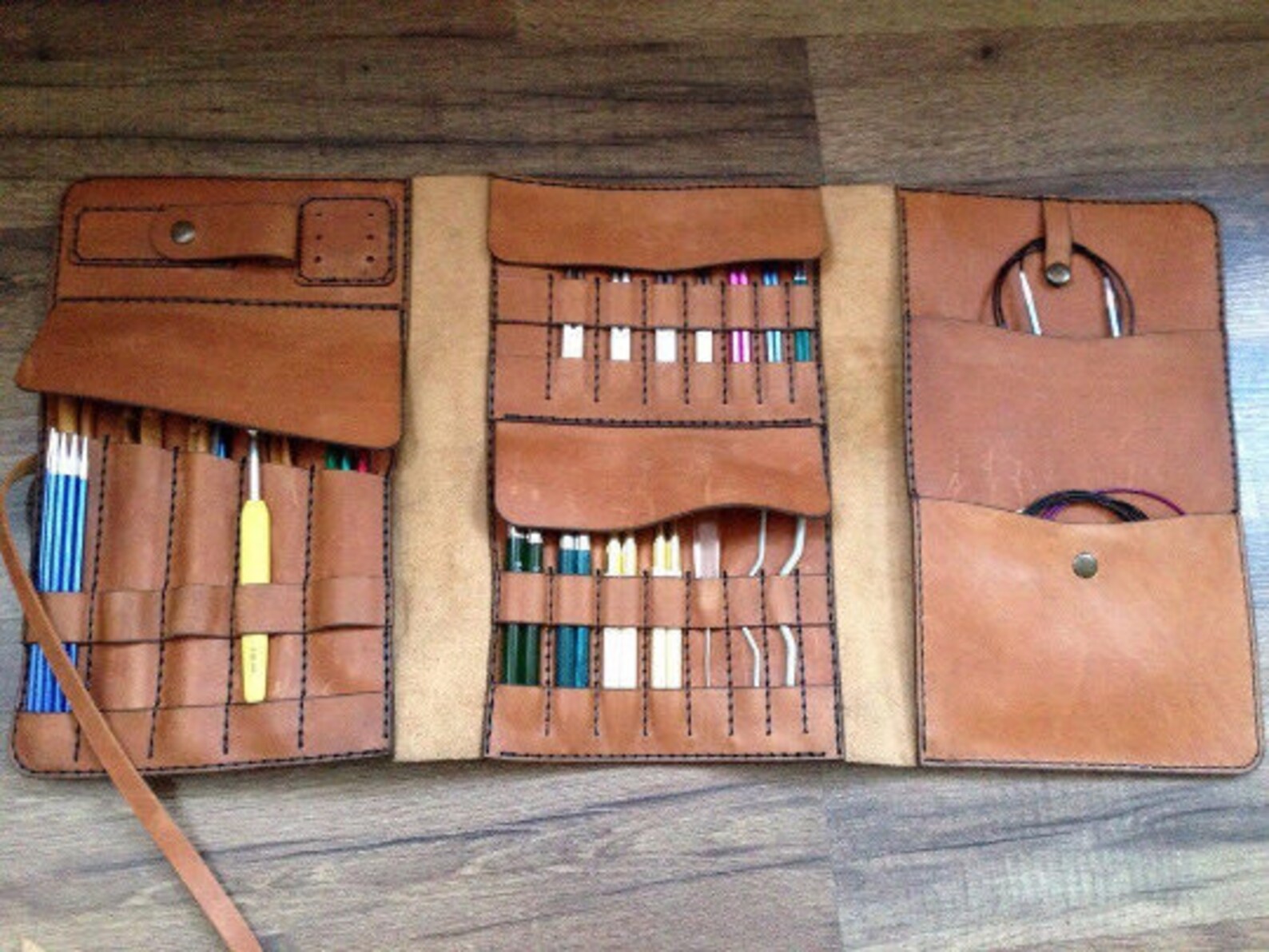 Knitting Needle Case Leather, Knitting Needle Organizer, Leather Tool ...
